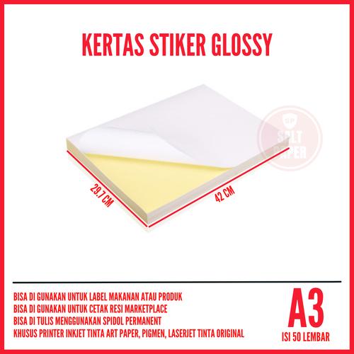 Jual Kertas Stiker Glossy A3 isi 50 lembar / Kertas Stiker A3 Glossy ...