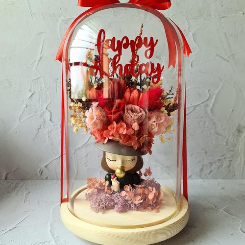 Jual Glass Dome LED Preserved flower rangkaian bunga asli kaca pajangan ...