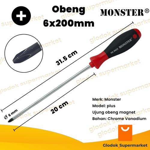 Jual Obeng Plus 8 inch Monster Diameter 6mm Panjang Besi 20 cm Magnet ...