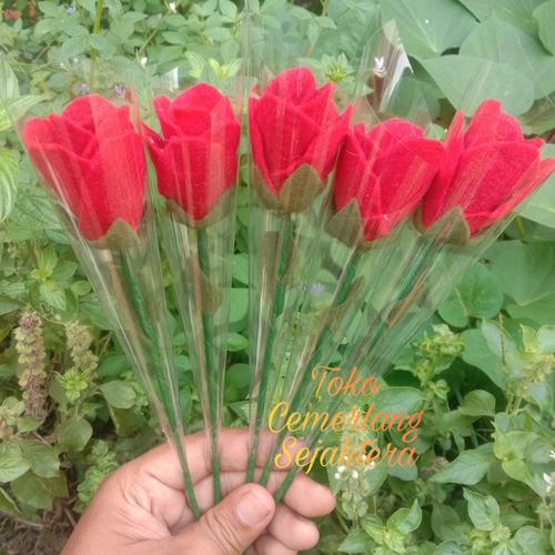 Jual TCS Bunga Mawar Tangkai Flanel Merah - Kuning - Kab. Bekasi - Toko ...