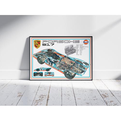 Jual Poster Vintage Mobil Balap Porsche 917 Cutaway ukuran A3 - Kab ...