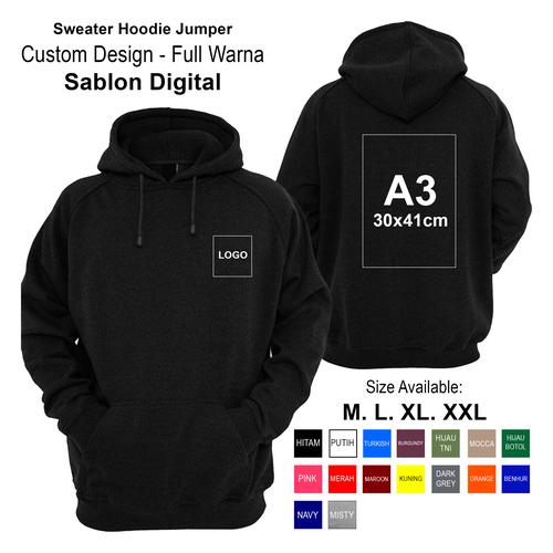 Jual Sweater Hoodie Jumper Premium-Sablon Custom Satuan Full Warna ...
