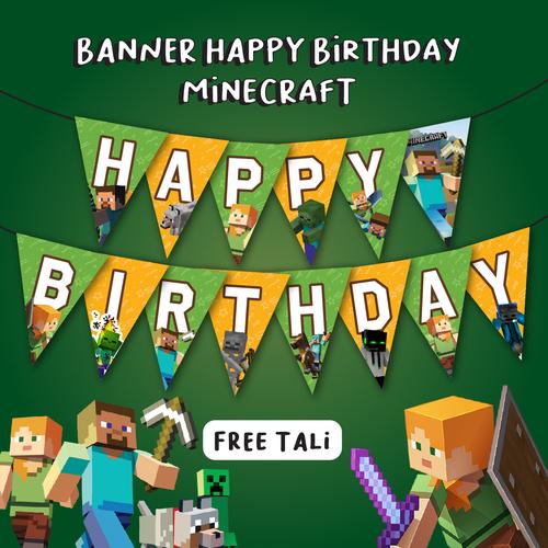 Jual BANNER HAPPY BIRTHDAY MINECRAFT HBD DEKORASI ULTAH HIASAN ULANG ...