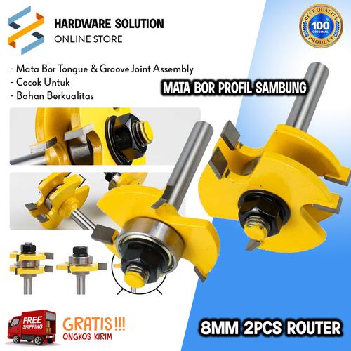 Jual Mata Bor Profil Sambung Kayu 8mm 2Pcs Router Set Drill Tongue ...
