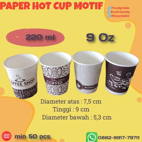 Jual Paper Hot Cup Gelas Kertas Motif 6,5 Oz 8 Oz 9 Oz 190 ml 240 ml 220 ml - 9 Oz - Jakarta ...