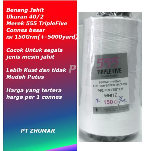 Jual Benang Jahit Polyester ukuran 40/2 Merek 555 Triple Five Connes ...
