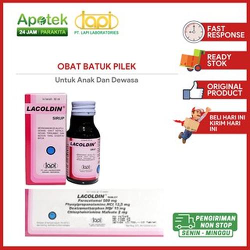 Jual Lacoldin Tablet/ Sirup 60 ML Obat Batuk Kering/ Radang Tenggorokan ...