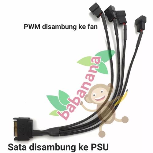 Jual Kabel splitter 1 to 4 cabang fan hub sata pwm fan case pc adapter ...