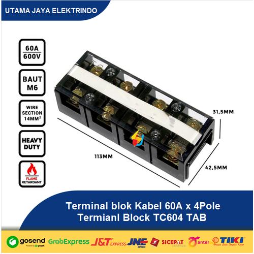 Jual Terminal blok Kabel 60A x 4Pole Termianl Block TC604 TAB - Jakarta Barat - Utama Jaya ...
