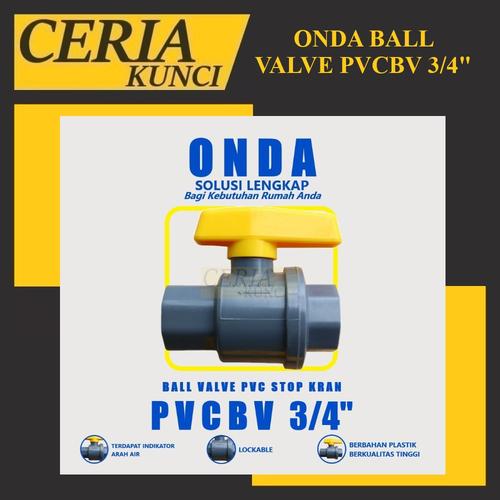 Jual Ball Valve PVCBV 3/4 ONDA Polos Stop Kran Plastik PVC kuning 3/4 ...
