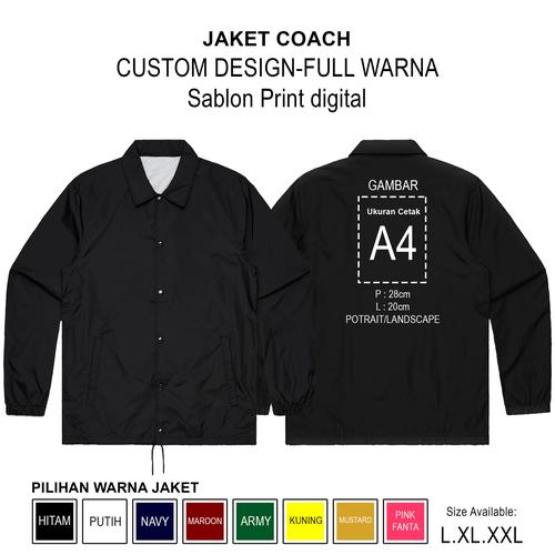 Jual Jaket Coach Waterproof Premium - Sablon Custom Satuan Full warna ...