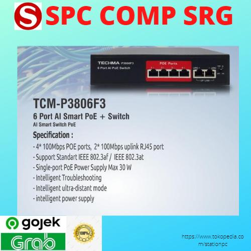 Jual TECHMA TCM-P3806F4 6 Port POE Switch 4 PoE + 2 Uplink - Kota ...