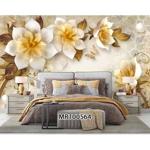 Jual PHOTOWALL MURAL DINDING 3D MOTIF BUNGA BESAR KUNING GOLD MEWAH ...