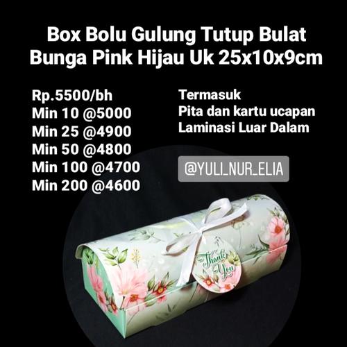Jual Box Bolu Gulung Tutup Bulat 25x10x9cm Bunga Pink Hijau - Eid ...