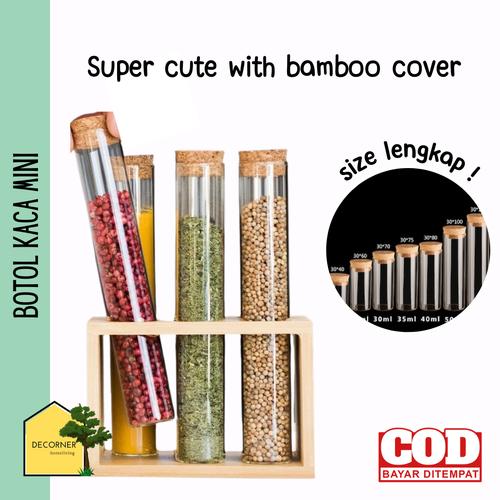 Jual Botol Kaca Mini DIY Dekorasi Tutup Kayu Estetik - 60ML - Jakarta ...