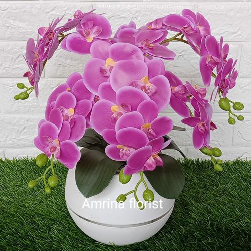 Jual bunga anggrek latex artificial pot bola - putih unggu - Kab. Tegal ...