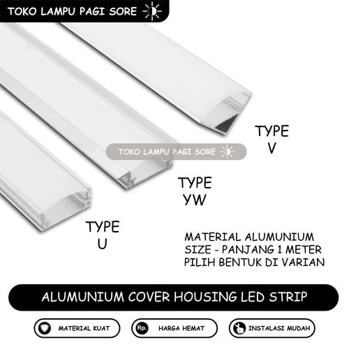 Jual Aluminium Cover Housing Lampu LED Strip 1 Meter 1M - TYPE YW ...