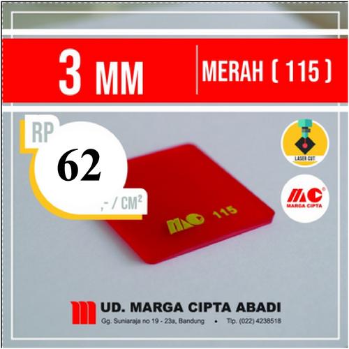 Jual Akrilik / Acrylic Lembar/Sheet 3mm MERAH RAYBAN 115 /3mm kecil ...