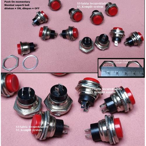 Jual Tombol Besar Bulat merah Push On momentary push button switch ...