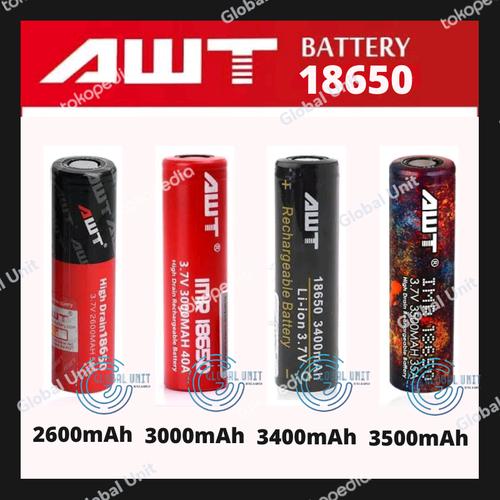 Jual Baterai AWT IMR 18650 2600 3000 3400 3500 mAh Baterry Senter Swat ...
