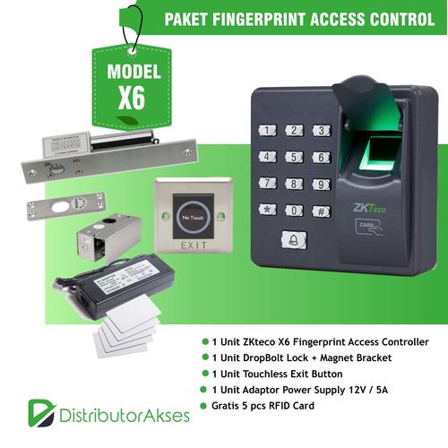 Jual Paket Access Control X6 Standalone Fingerprint Akses Door Dropbolt ...