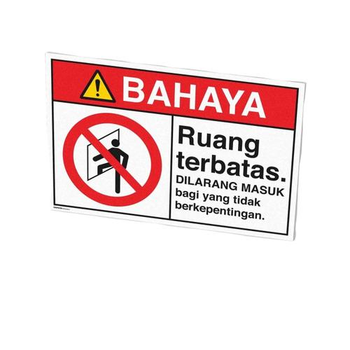 Jual sign akrilik bahaya ruang terbatas / stiker akrilik dilarang masuk ...
