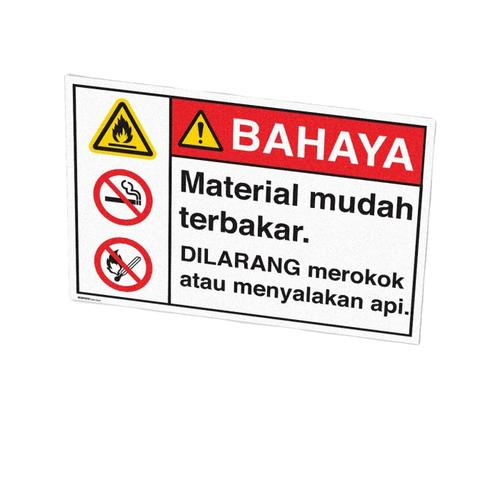 Jual sign stiker bahaya material mudah terbakar / rambu sticker bahaya ...
