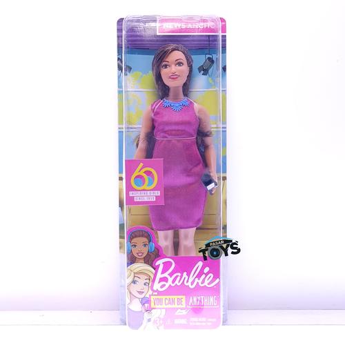 Jual Barbie News Anchor Doll 60th, Brunette Curvy Doll with Microphone ...