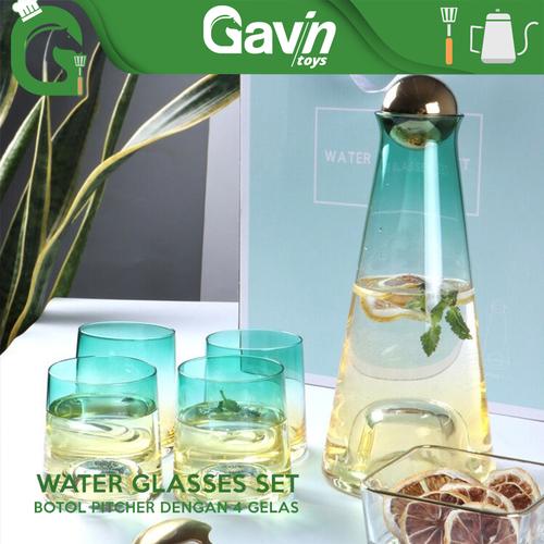 Jual Pitcher Minuman 1000ml Water Jug Glass Set Peralatan Minum Gift ...