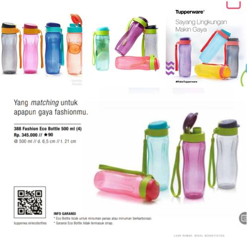 Jual Tupperware Ecco Fashion Bottle 500 ml (1) - Tupperbrush(1) - Kota ...