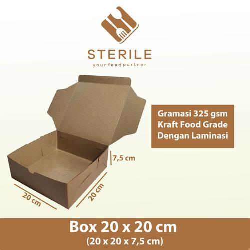 Jual catering box 20x20 cm TEBAL 325 gsm / dus nasi 20x20 cm / kotak ...