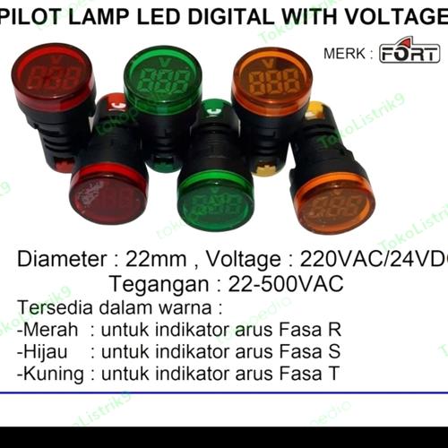 Jual Pilot Lamp LED Digital Indicator, Voltage indikator 22mm, merk ...