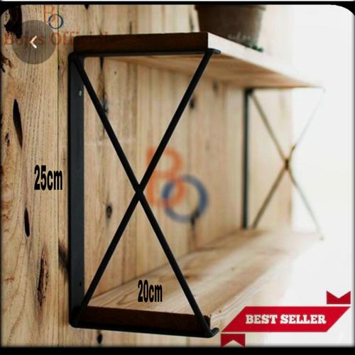 Jual Bracket besi penyangga rak dinding 2 ambalan dinding minimalis - T ...