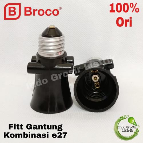 Jual Fitting Gantung Kombinasi Broco Rumah Lampu e27 Drat Hitam Fitt ...