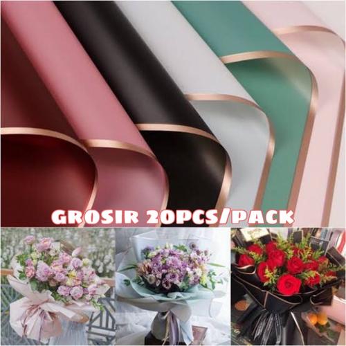 Jual Flower Wrapping Gold Line Transparent / Kertas Bucket Bunga 20 PCS ...