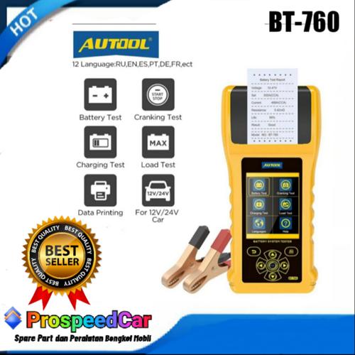 Jual Battery Tester Digital, AUTOOL BT760 12V 24 With Printer ...