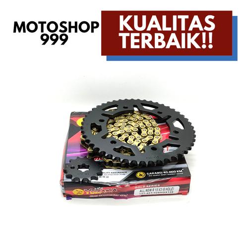 Jual Chain kit (GOLD)/Gear paket/Gear set+rantai R15 new V3 (6 hole ...