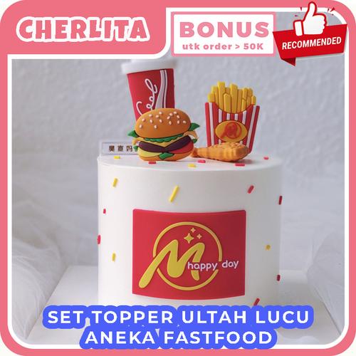 Jual Topper Fast Food Ayam Goreng Burger Coke Fries Hiasan Kue Ulang ...