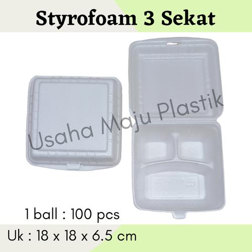 Jual Sterofoam Gabus Makanan Katering Lunch Box Tf3 Polos Styrofoam ...