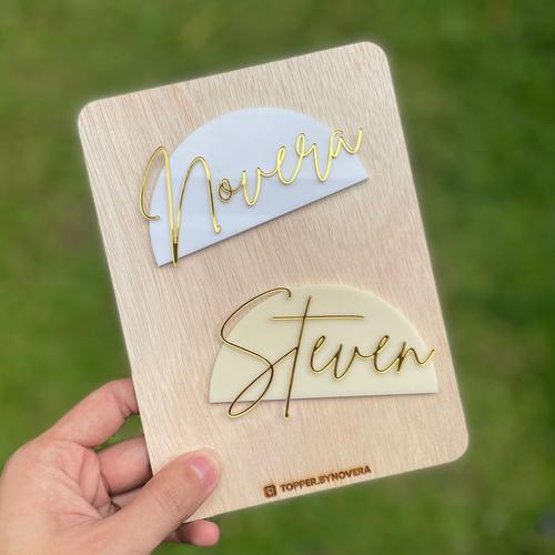 Jual Custom Name Tag | Table Tag | Table Sign - White Base, 10 CM - Kab ...