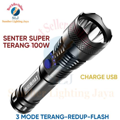 Promo SENTER LED 100W SUPER TERANG RECHARGEABLE/ SENTER CAS USB ...