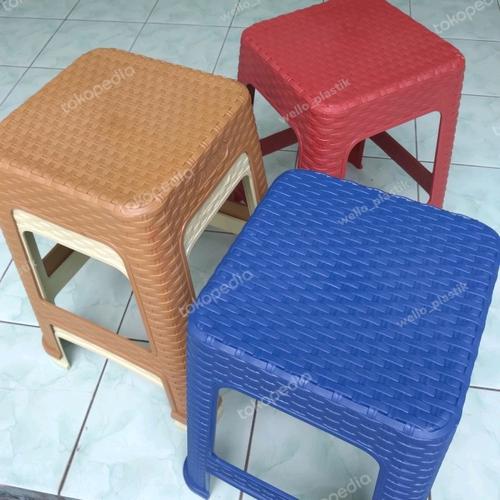 Jual BANGKU ROTAN PLASTIK - KURSI BASO PLASTIK MOTIF ROTAN - Abu-abu ...