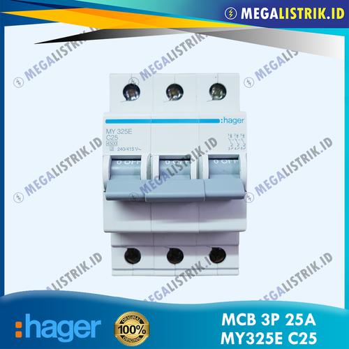 Jual Hager MCB 3P 25A / 3 Phase 25 Ampere / 25 A 4.5kA SNI MY325E C25 ...