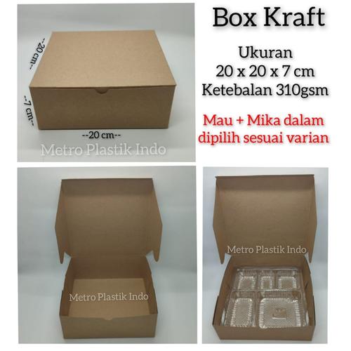 Jual Box Kraft 20x20 | Kotak Nasi | Dus Kemasan Makanan 20 x 20 Coklat ...