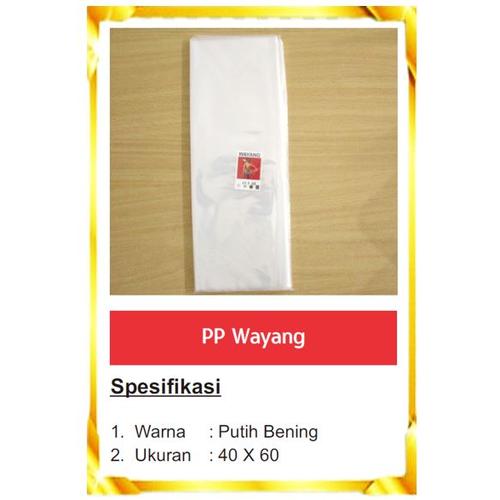 Jual PLASTIK PP WAYANG UMUM WARNA PUTIH BENING UKURAN 40 X 60 - Kota ...