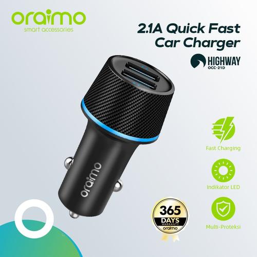 Jual Oraimo Highway Dual Ports USB Car Charger Quick Fast Charging OCC ...