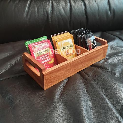 Jual Box Display tempat teh kopi gula bumbu kayu solid - JATI 3 sekat ...