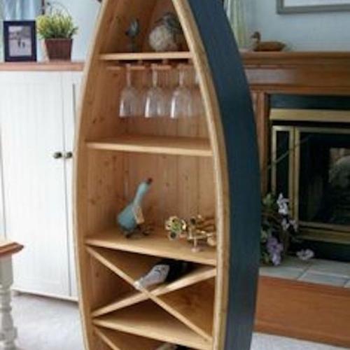 Jual rak perahu kayu - beach theme decor - rak buku - lemari perahu ...