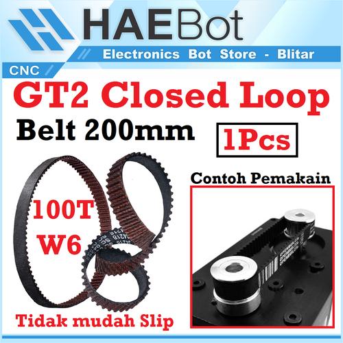 Jual [EBS] GT2 Timing Belt 6mm Closed Loop W6 100-300 mm 150 200 250 CNC 3D - 200mm Anti Slip ...