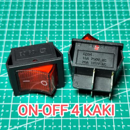 Jual Rocker Switch-Saklar Switch Kotak Besar On-Off 4 Pin with Lampu ...